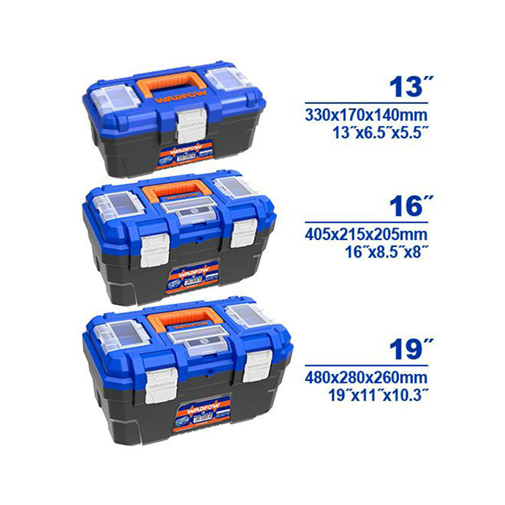 Wadfow Set of (3) Plastic Tool Box Storage Organizer Case w/ metal & Plastic buckle & plastic ...