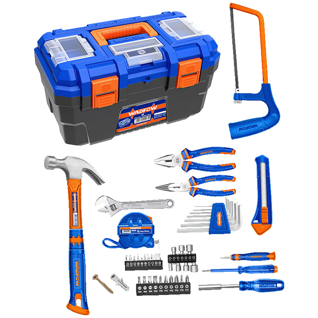 Wadfow 85Pcs Hand tools Household Tool Set With 16" Plastic Tool Box ...
