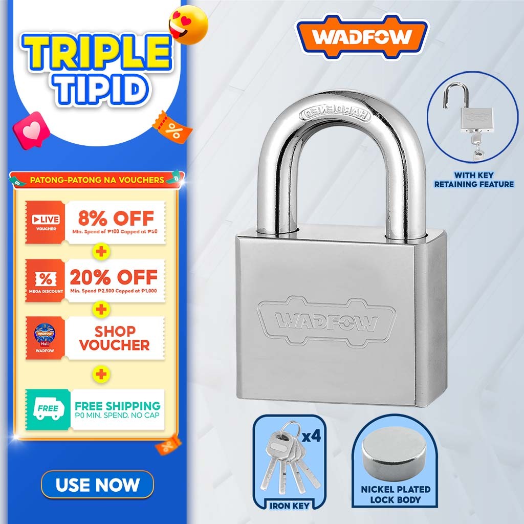 Wadfow 40mm, 50mm, 60mm Square Type Flipper Vane Iron Padlock WAD-HT ...