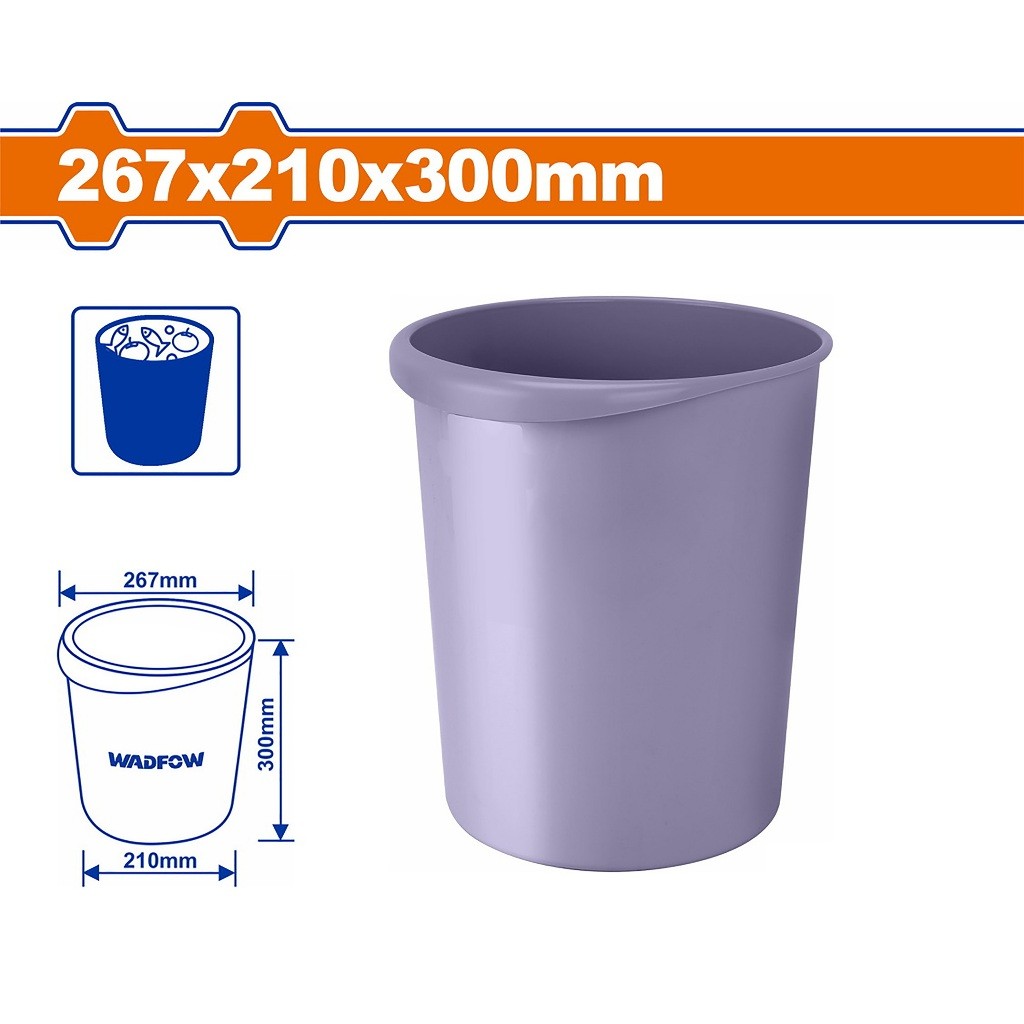Wadfow WLJ1330 267x210x300mm Plastic Rubbish Bin Container Storage Tub ...