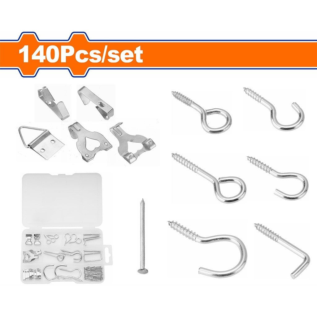 Wadfow WVJ1B01 140pcs/set Carbon Steel Screw Hooks Kit with Galvanize ...