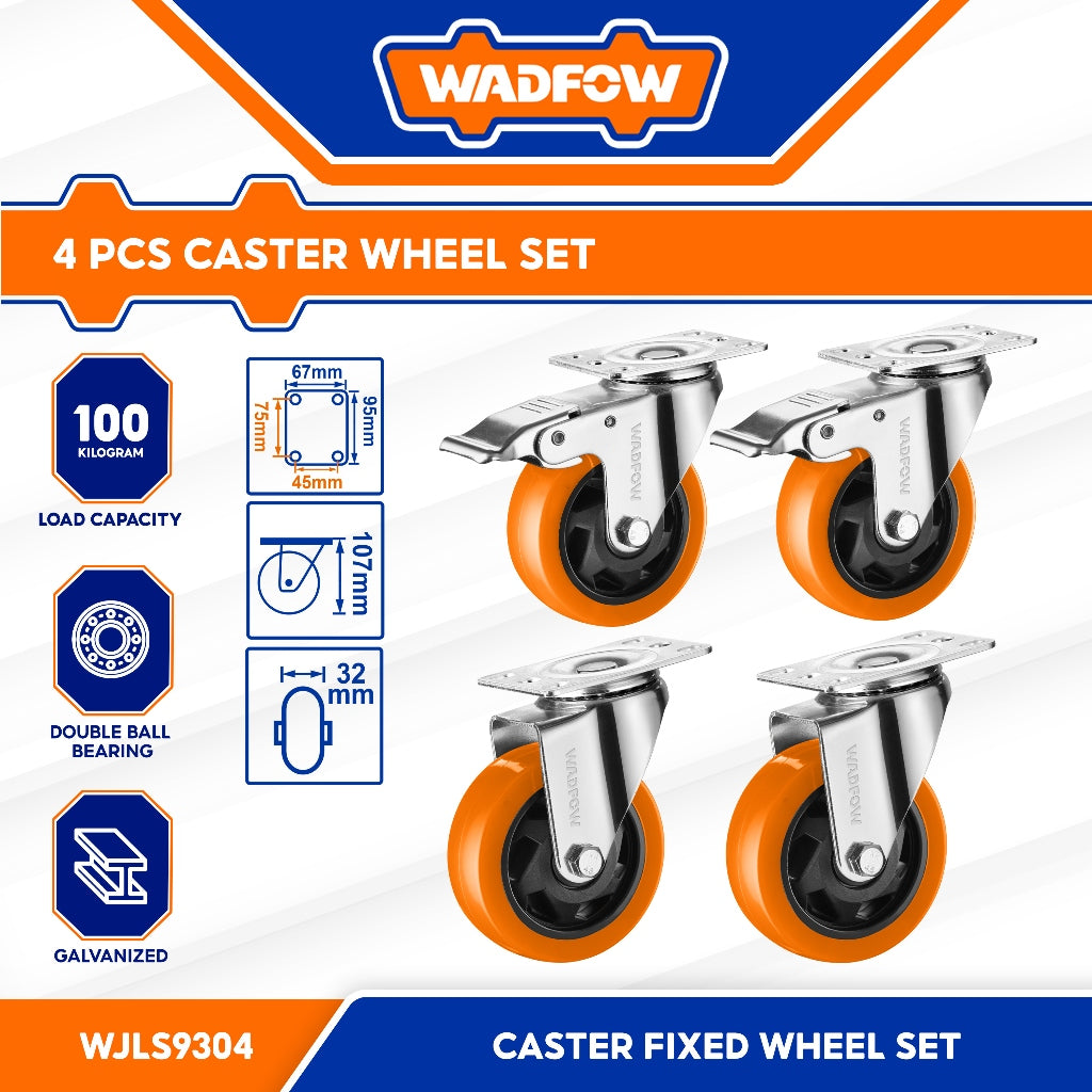 Wadfow WJLS9304 4PCS/Set Heavy Duty 3inch Rigid Swivel Caster Fixed Wh ...