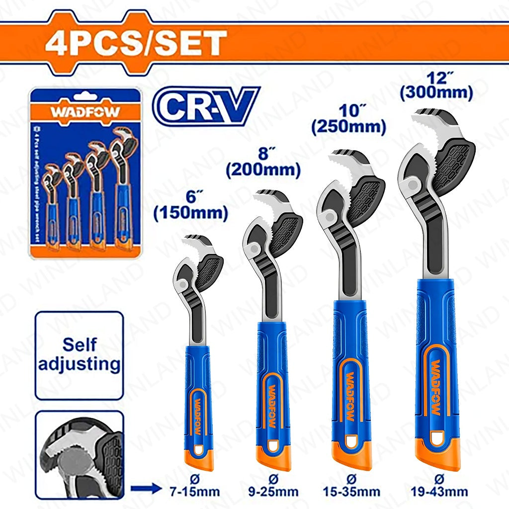 Wadfow Set of 4 pieces Self Adjusting Steel Pipe Wrench WPW1K04 WAD-HT ...