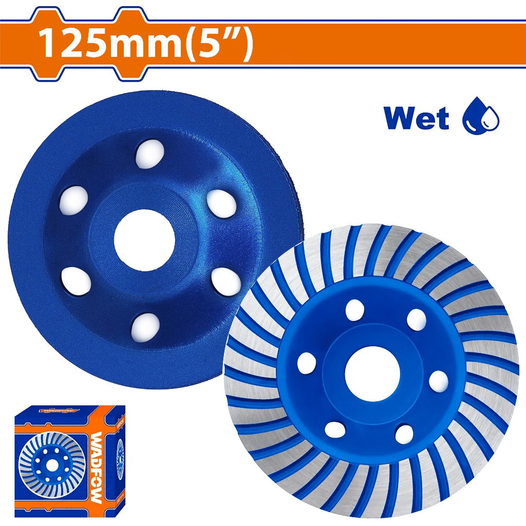 Wadfow 125mm(5inches) Wet Grinding Diamond Cup Wheels Disc (SOLD PER P ...